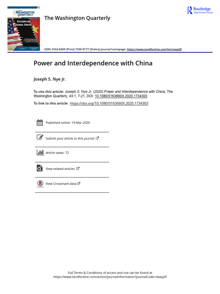 US-China Power and Interdependence | PDF | China | World Politics