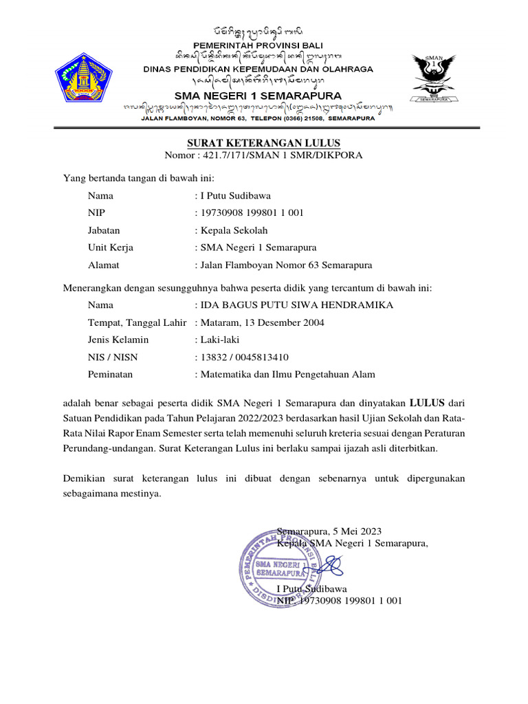Contoh skl | PDF