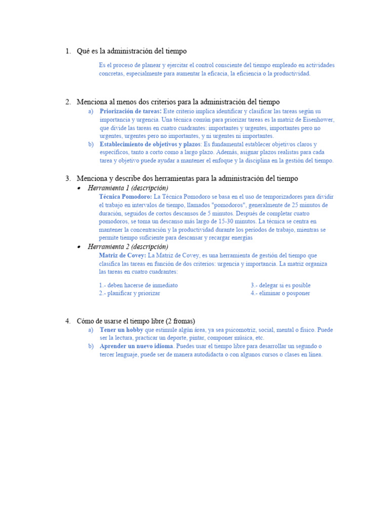 T1 Tarea5 | PDF | Gestión del tiempo | Habilidades profesionales