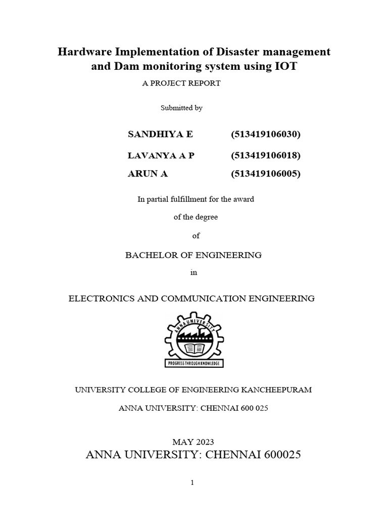 DISASTER MANAGEMENT AND DAM MONITORING SYSTEM | PDF | Wireless Sensor Network | Internet Of Things