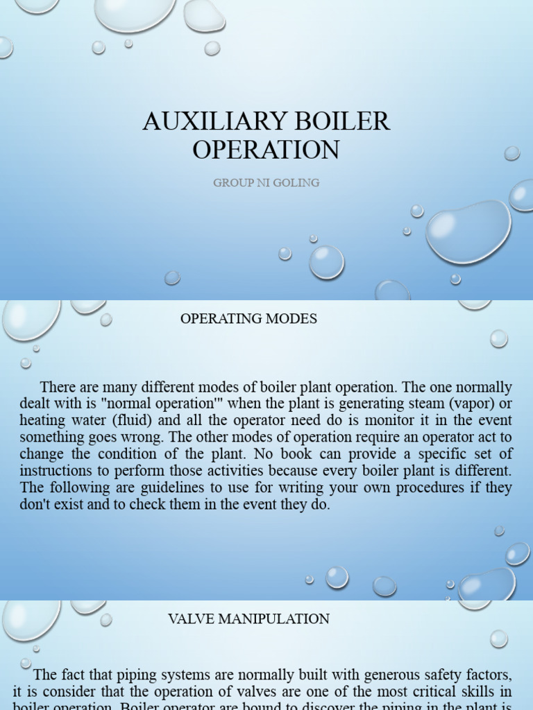 Auxiliary Boiler Operation Final | PDF | Boiler | Valve