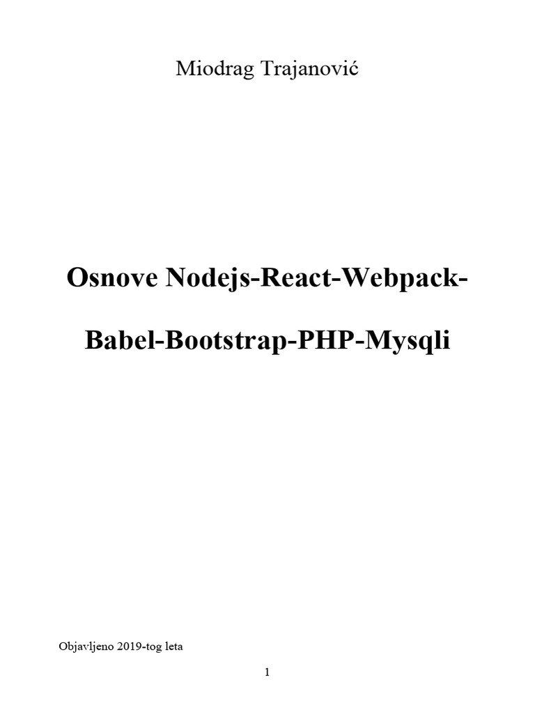 Osnove Nodejs-React-Webpack - Babel-Bootstrap-PHP-Mysqli | PDF