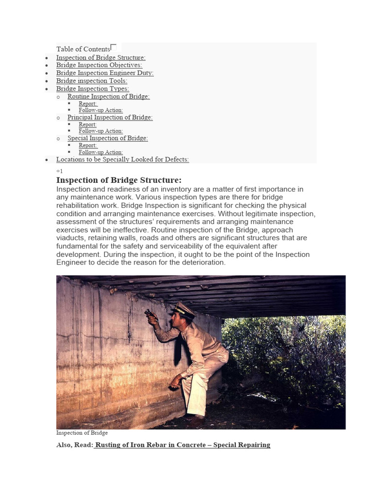Bridge Inspection | PDF | Bridge | Information