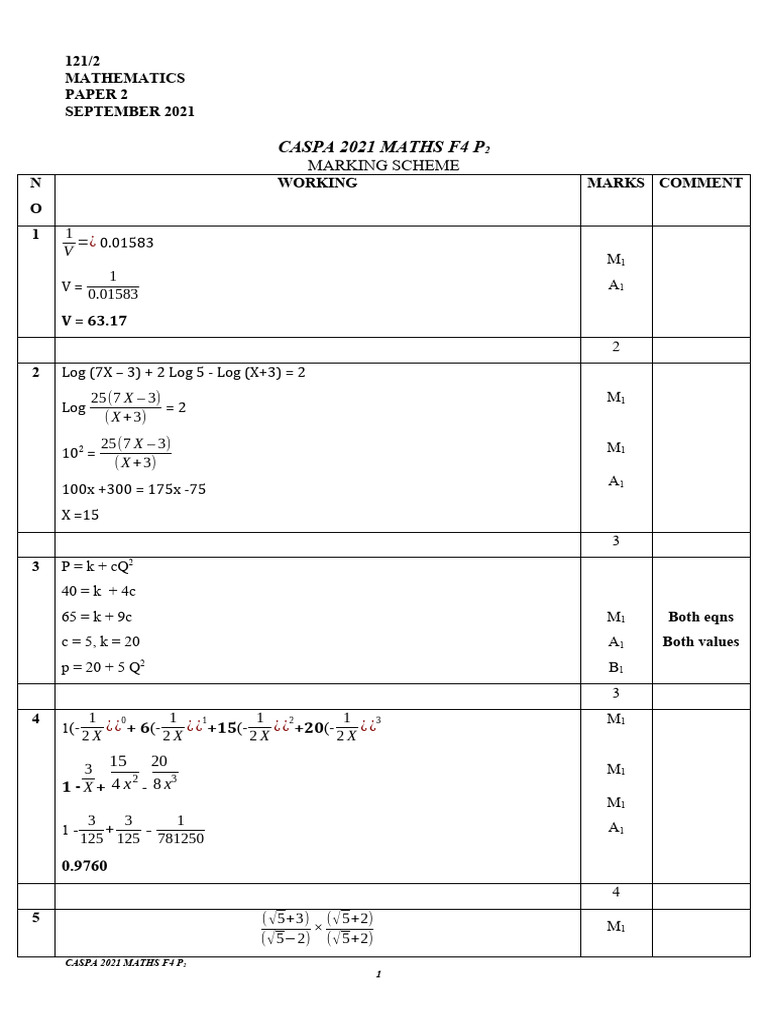 Maths-Caspa F4 P2-MS | PDF