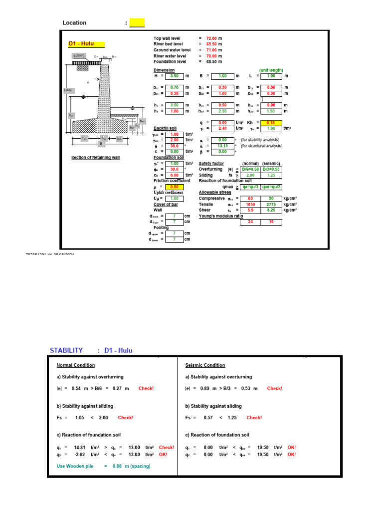 Retaining_Wall Program | PDF | Applied And Interdisciplinary Physics | Physical Sciences