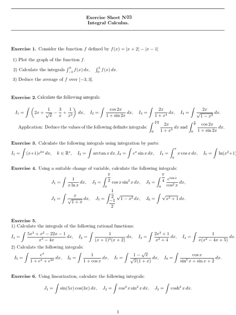 FHC Recitation3integrationpdf | PDF | Integral | Function (Mathematics)