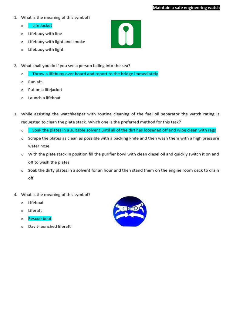 1 Maintain A Safe Engineering Watch | Download Free PDF | Pump | Marine ...
