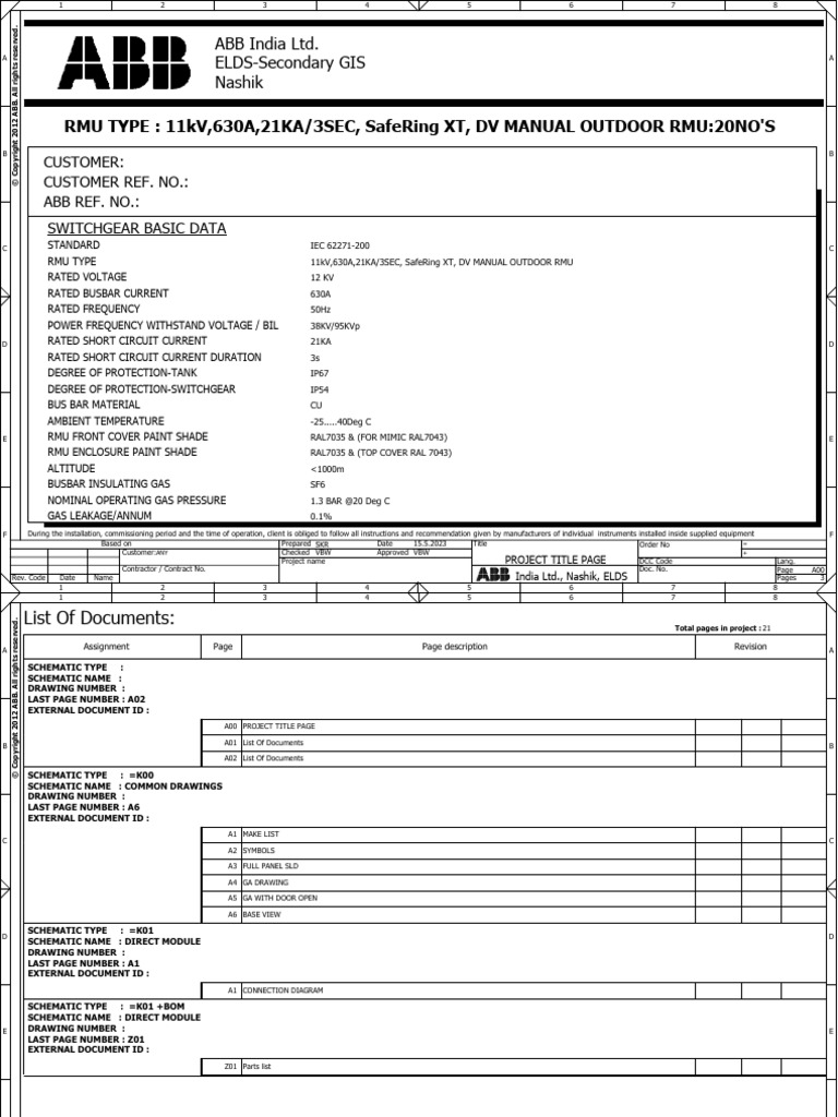 c40 4202730541 50 11kv DV Safering XT Manual Rmu | PDF | Power (Physics ...
