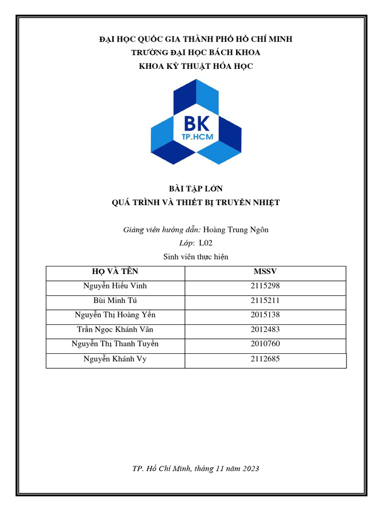 Đại Học Quốc Gia Thành Phố Hồ Chí Minh Trường Đại Học Bách Khoa Khoa Kỹ Thuật Hóa Học | PDF