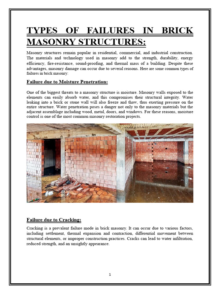 Types of Failures in Brick Masonry Structures | PDF | Buckling | Concrete