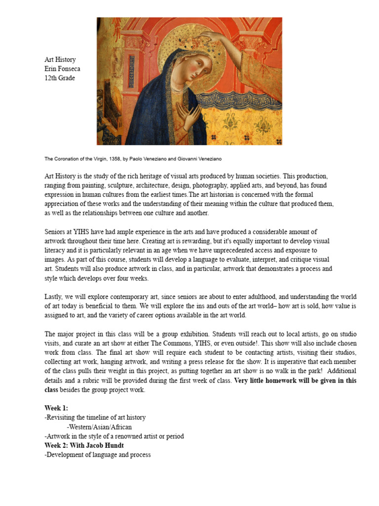 Art History Syllabus | PDF | Art History | Liberal Arts Education