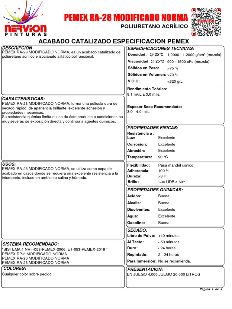 FT ~ RA-28 MODIFICADO (acabado catalizado de poliuretano acrílico e isocianato alifático ...