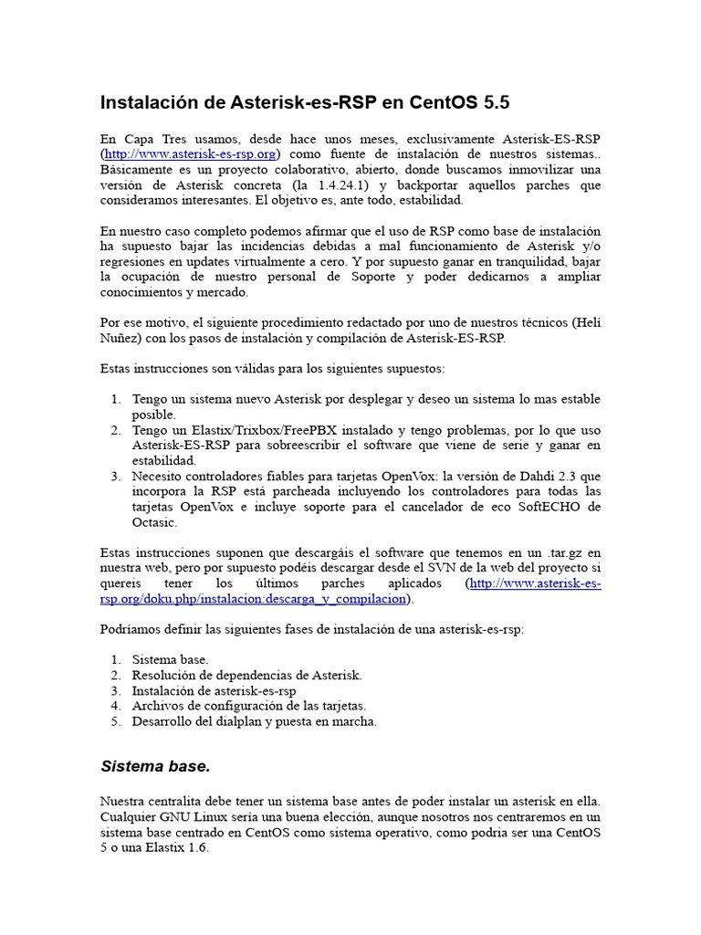 Asterisk-es-RSP Sobre CentOS 5.5 | PDF | Software | Informática
