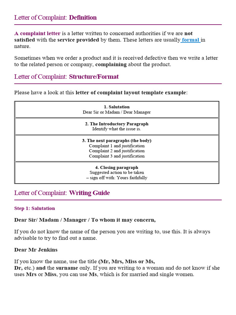 Writing C2 Letter of Complaint | PDF