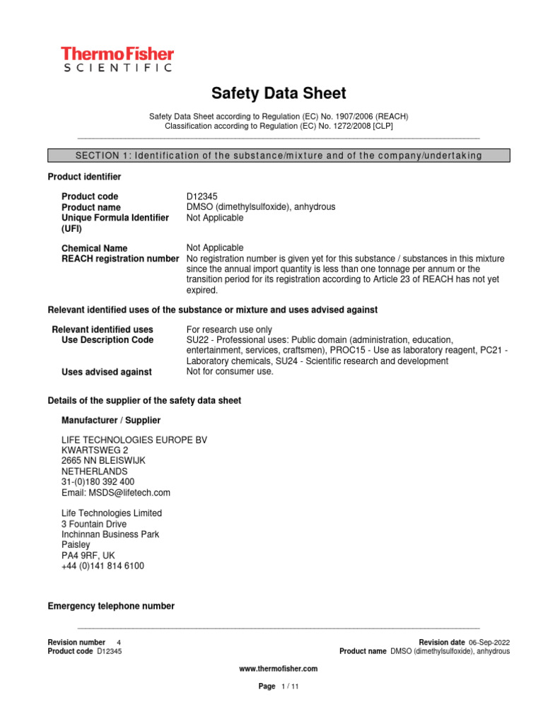 Dimryhylsulfoxide DMSO | PDF | Toxicity | Dangerous Goods
