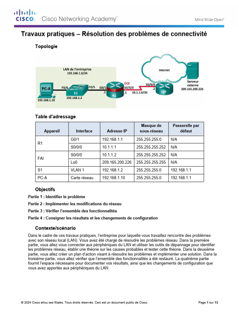 11.4.3.5 Lab - Troubleshooting Connectivity Issues | PDF | Adresse IP ...