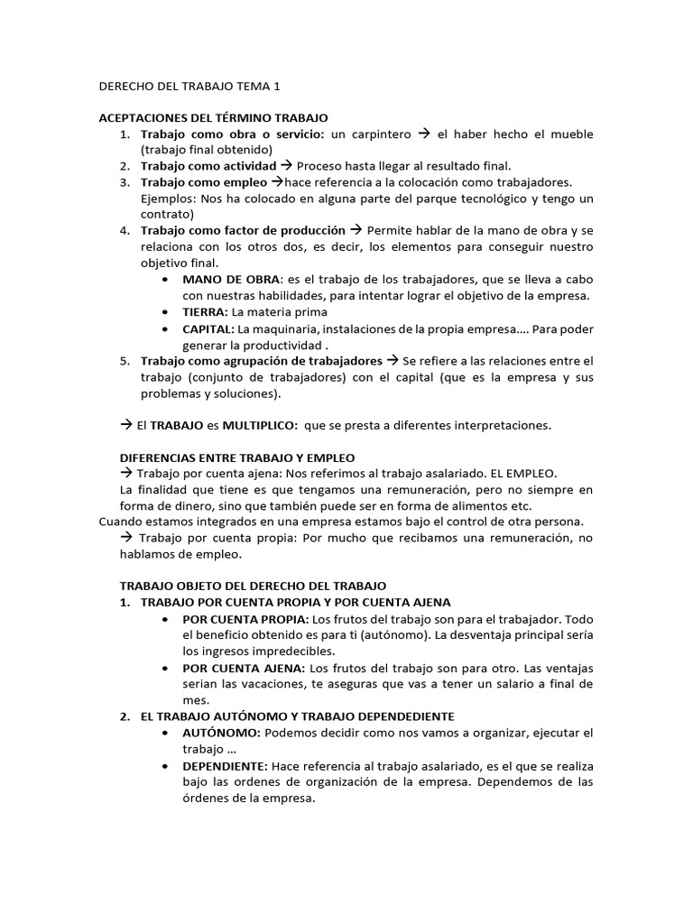 Tipos de Trabajo y Derecho Laboral | PDF | Business | Salario