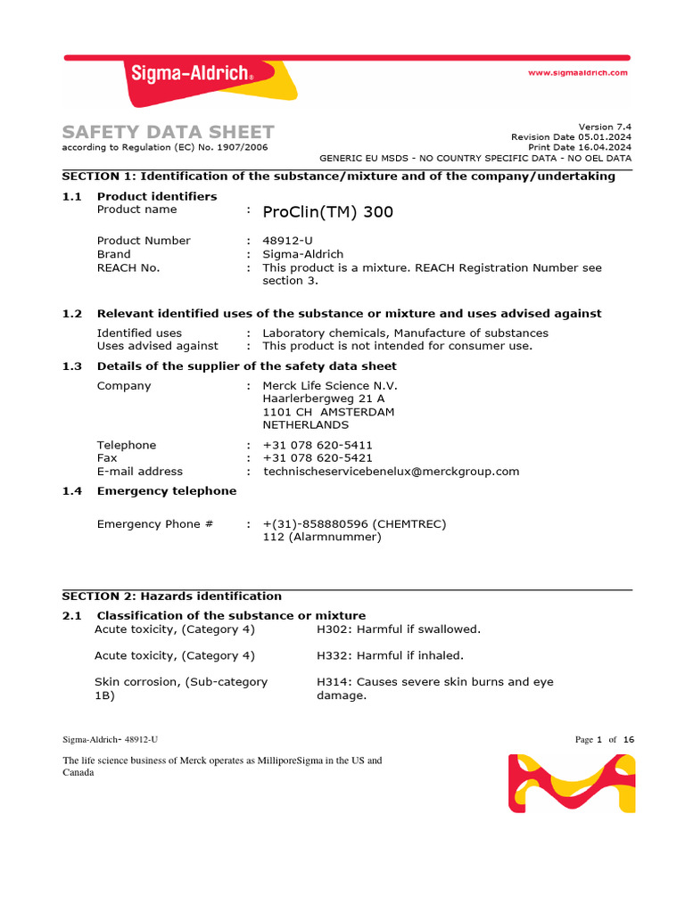 PorClin 300 | PDF | Toxicity | Dangerous Goods