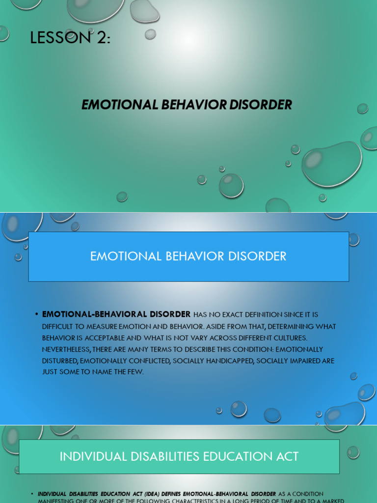 Lesson 2:: Emotional Behavior Disorder | PDF | Mental Disorder | Eating Disorder