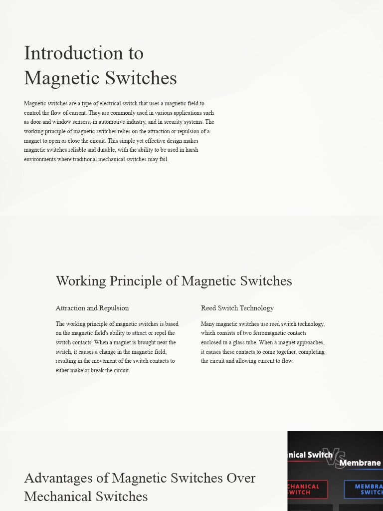 Introduction To Magnetic Switches | PDF | Switch | Magnetism