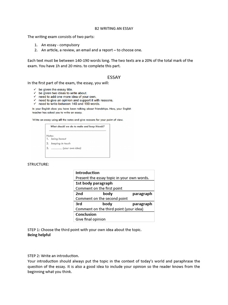 B2 WRITING AN ESSAY | PDF | Essays
