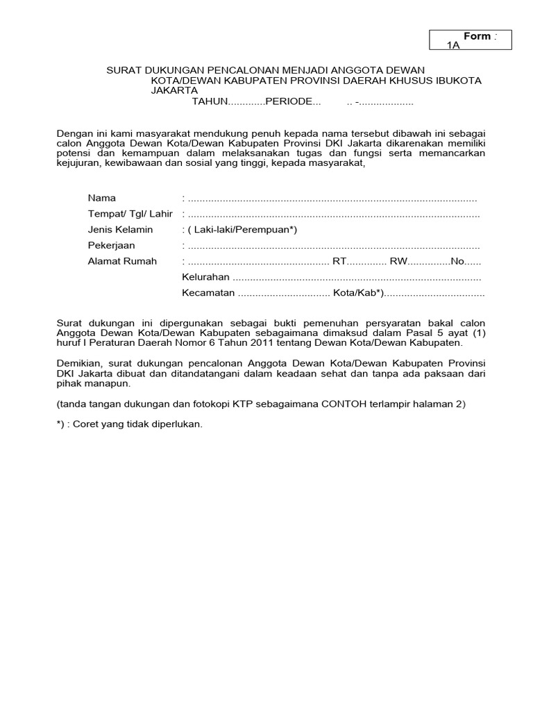 Form Lampiran Pergub 116 Tahun 2013 | PDF