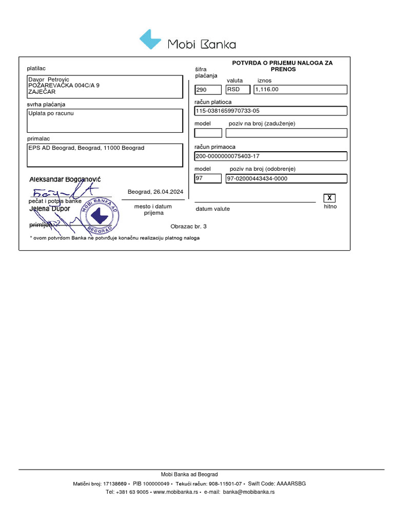 Nalog Za Prenos | PDF