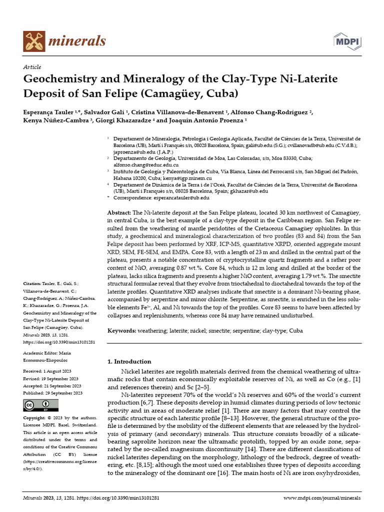 Minerals 13 01281 | PDF | Scanning Electron Microscope | Minerals