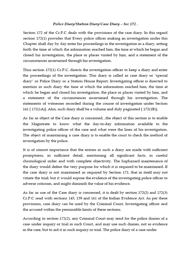 Police Diary and General Diary | PDF | Police | Trials