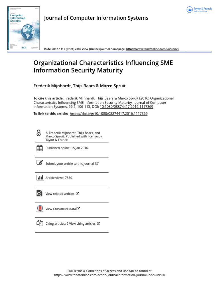 Organizational Characteristics Influencing SME Information Security ...