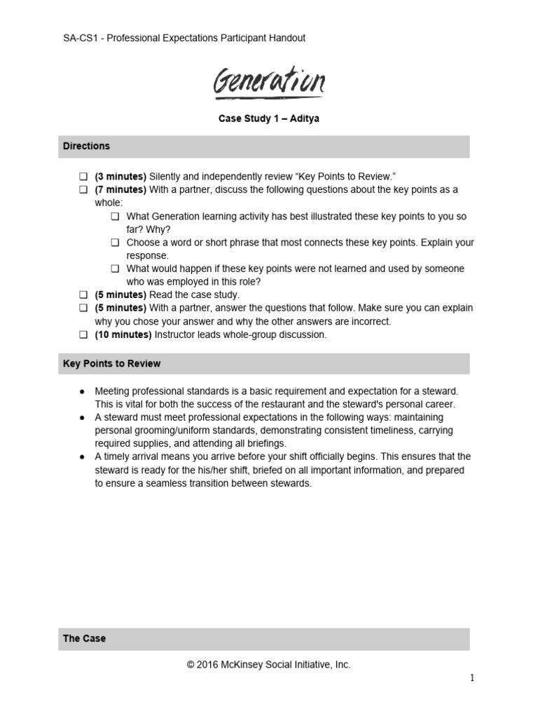 09 - B - SA-CS1 - Professional Expectations Participant Handout | PDF ...