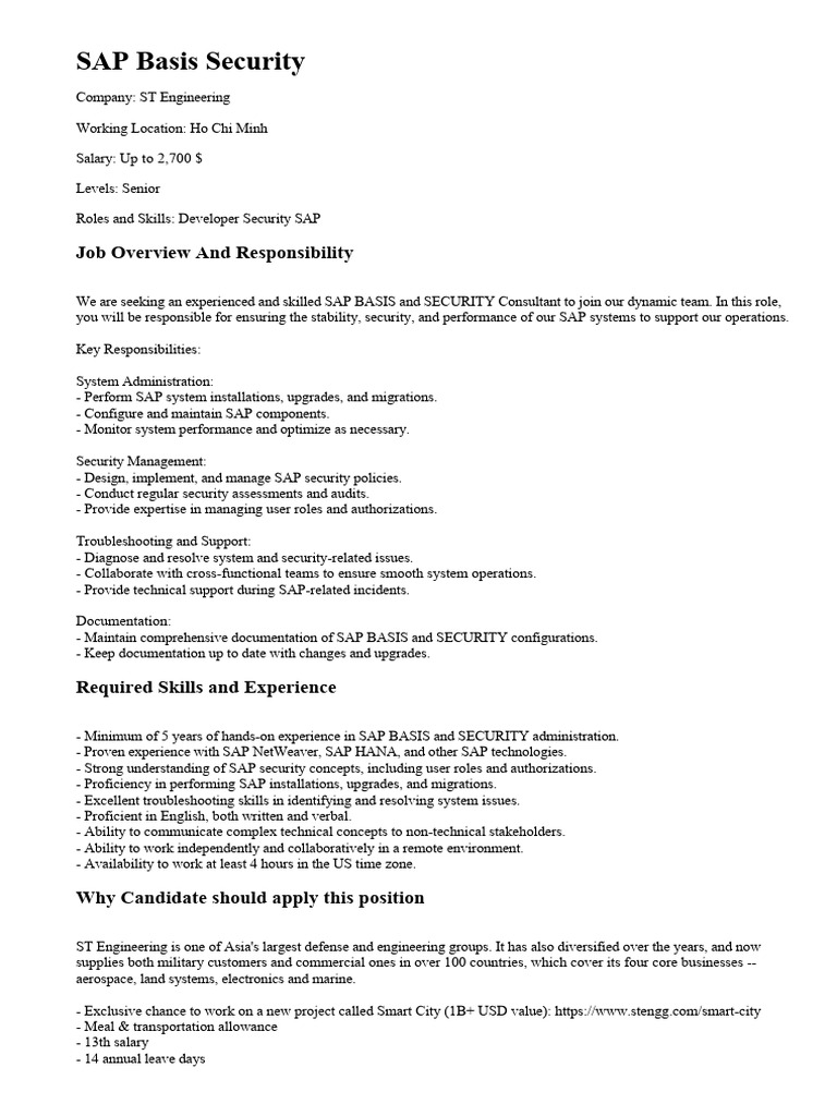 SAP Basis Security | PDF | System | Engineering