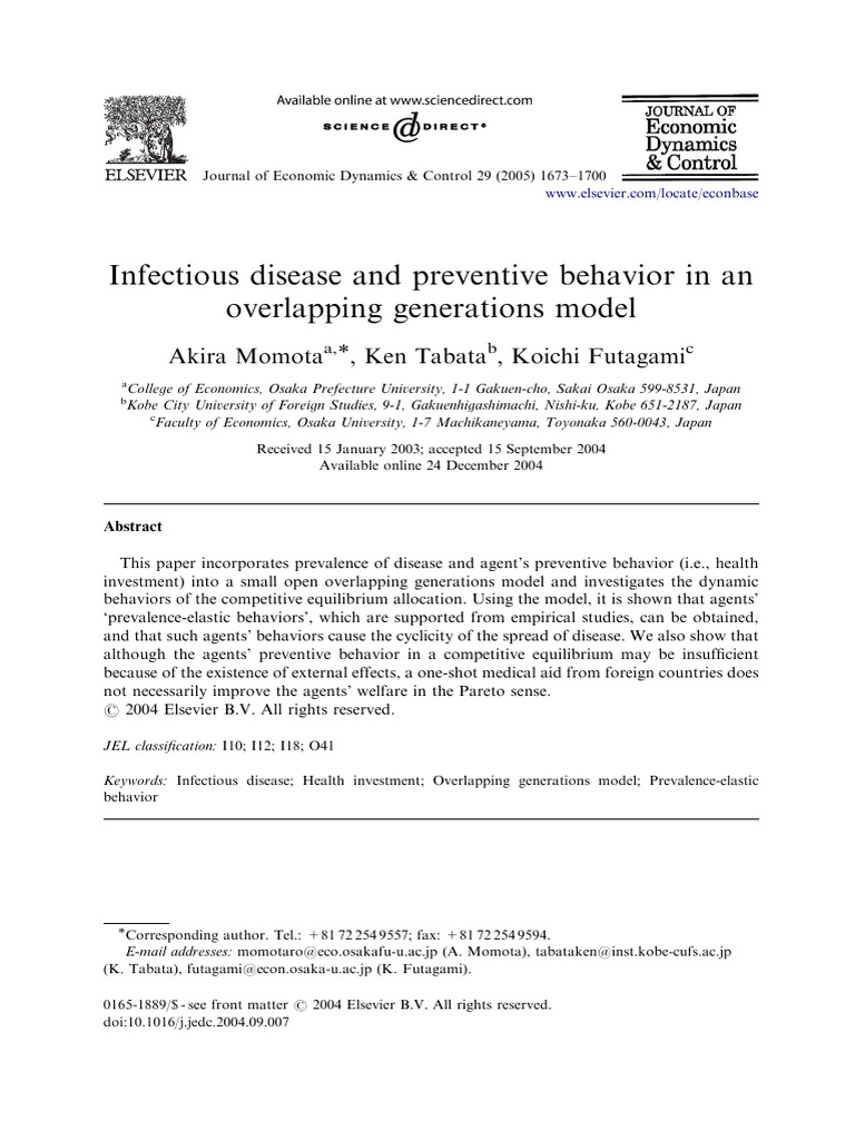 Infectious Disease and Preventive Behavior in An | PDF | Malaria | Hiv/Aids