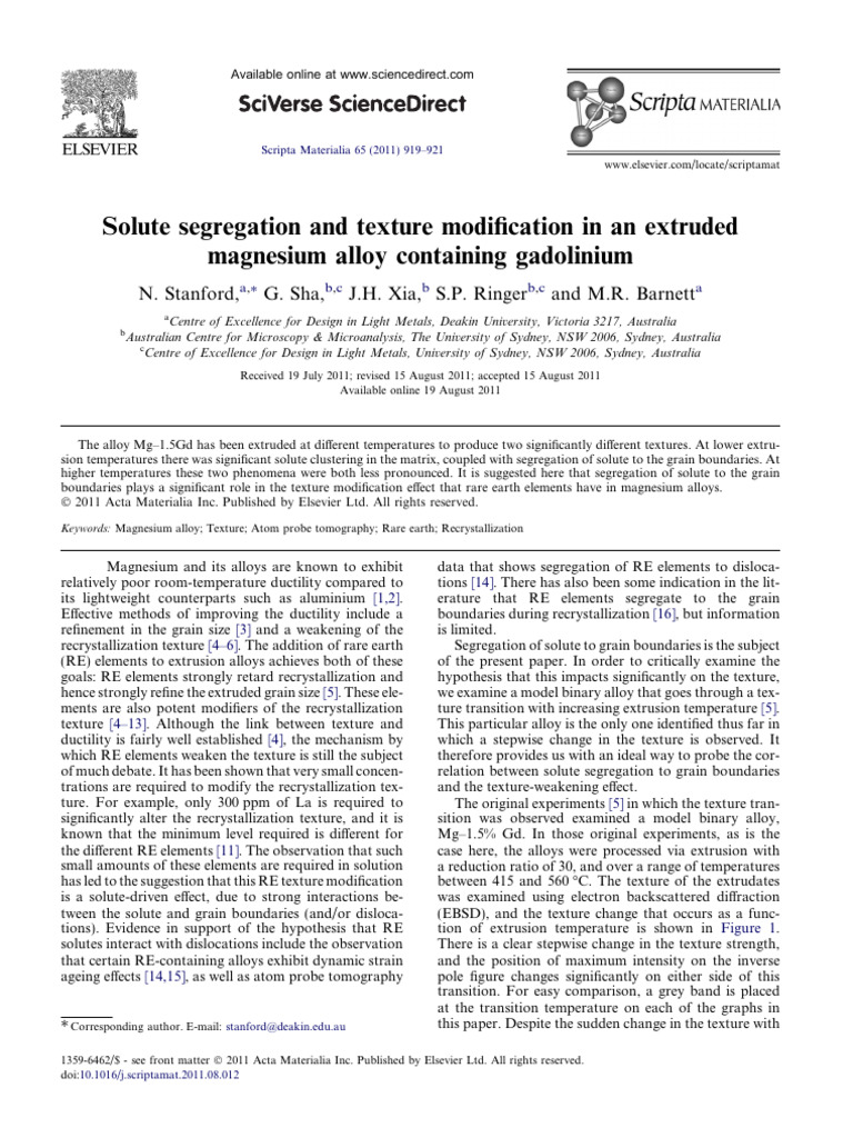 Solute Segregation and Texture Modification in An Extruded | PDF | Alloy | Extrusion