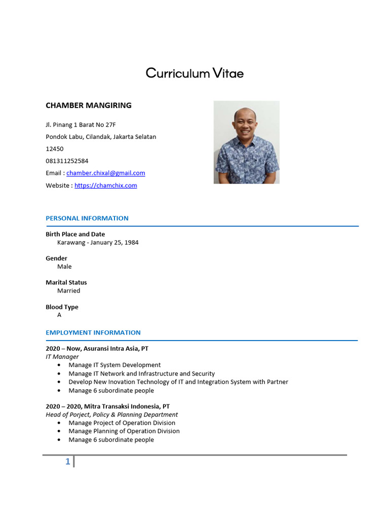 CV - Chamber | PDF | Databases | My Sql