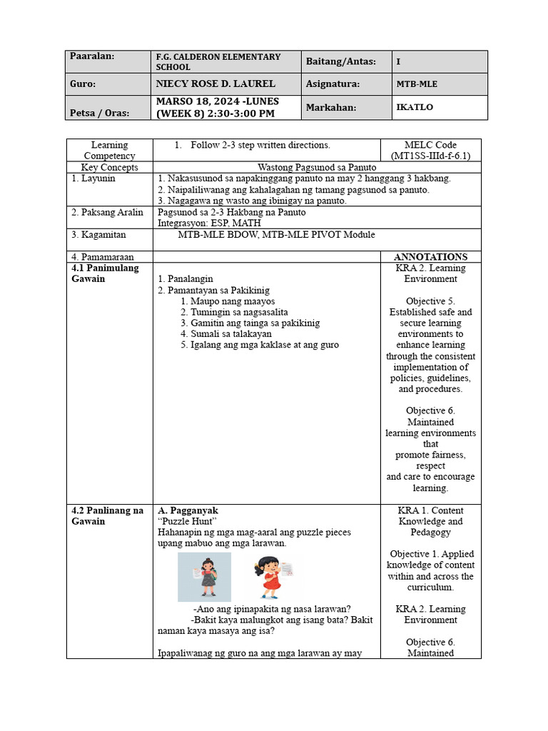 PAgsunod Sa Panuto | PDF