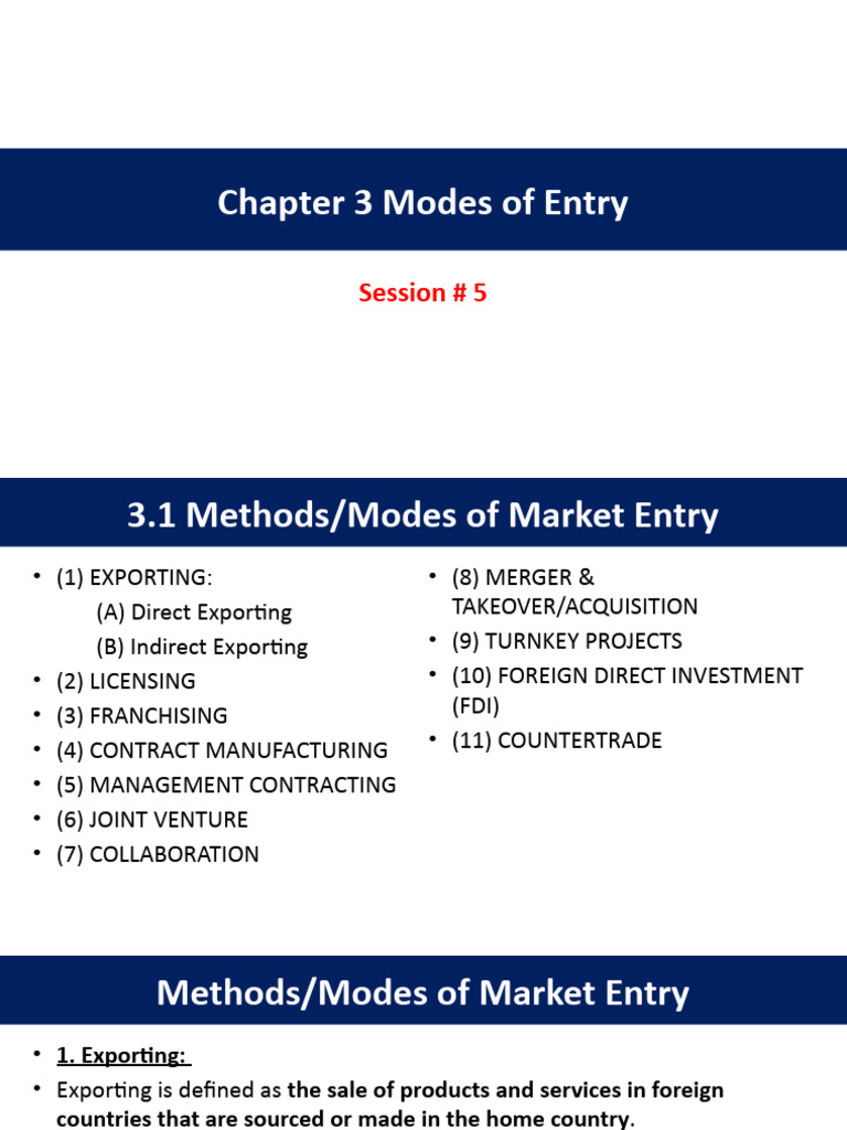 Session_5_Chapter_3_Mode_of_Entry | PDF | Franchising | License
