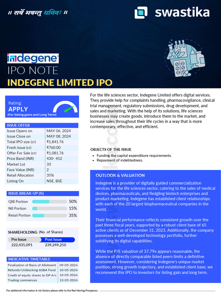 Indegene IPONote | PDF | Investing | Financial Analyst