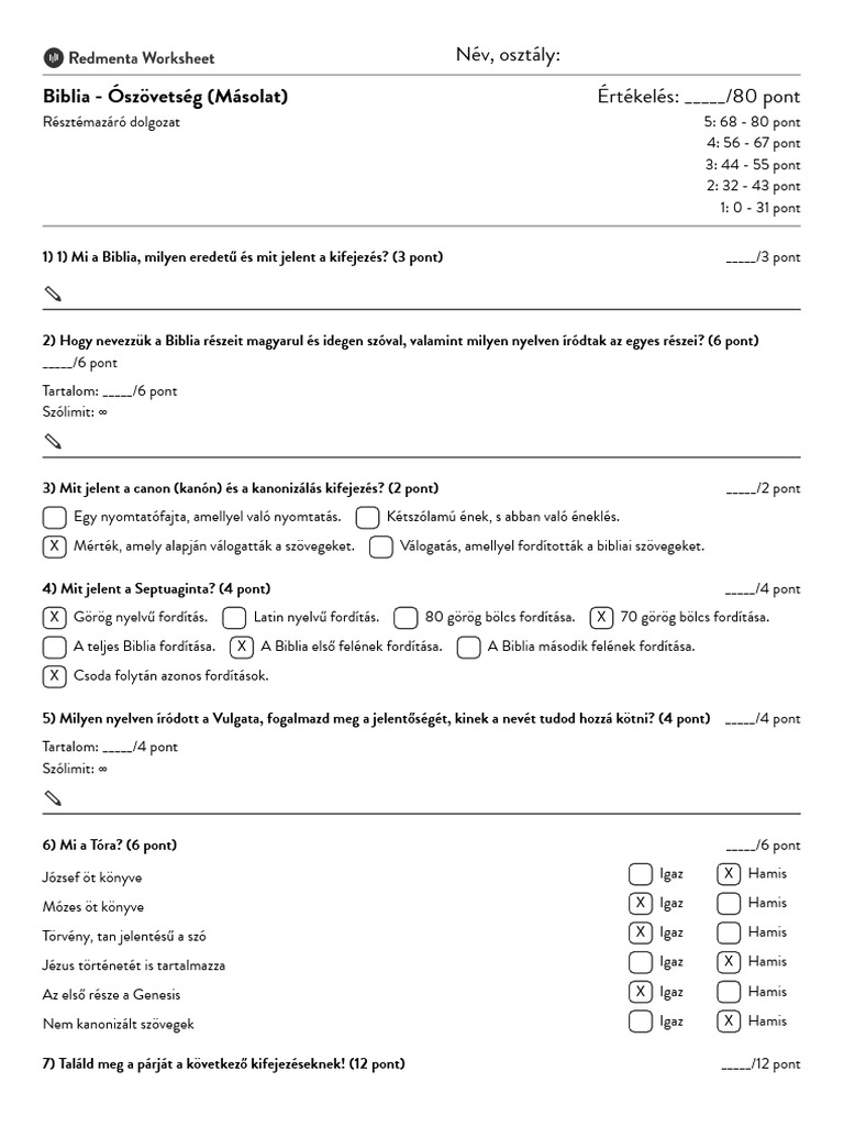 Biblia Ószövetség I. Megold. | PDF