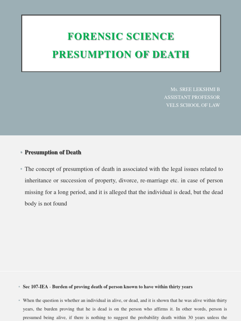 Death Presumption | PDF | Burden Of Proof (Law)
