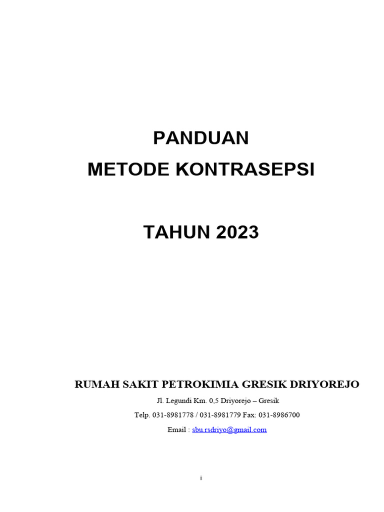 Panduan Metode Kontrasepsi-Rspgd | PDF | Kesehatan Holistik