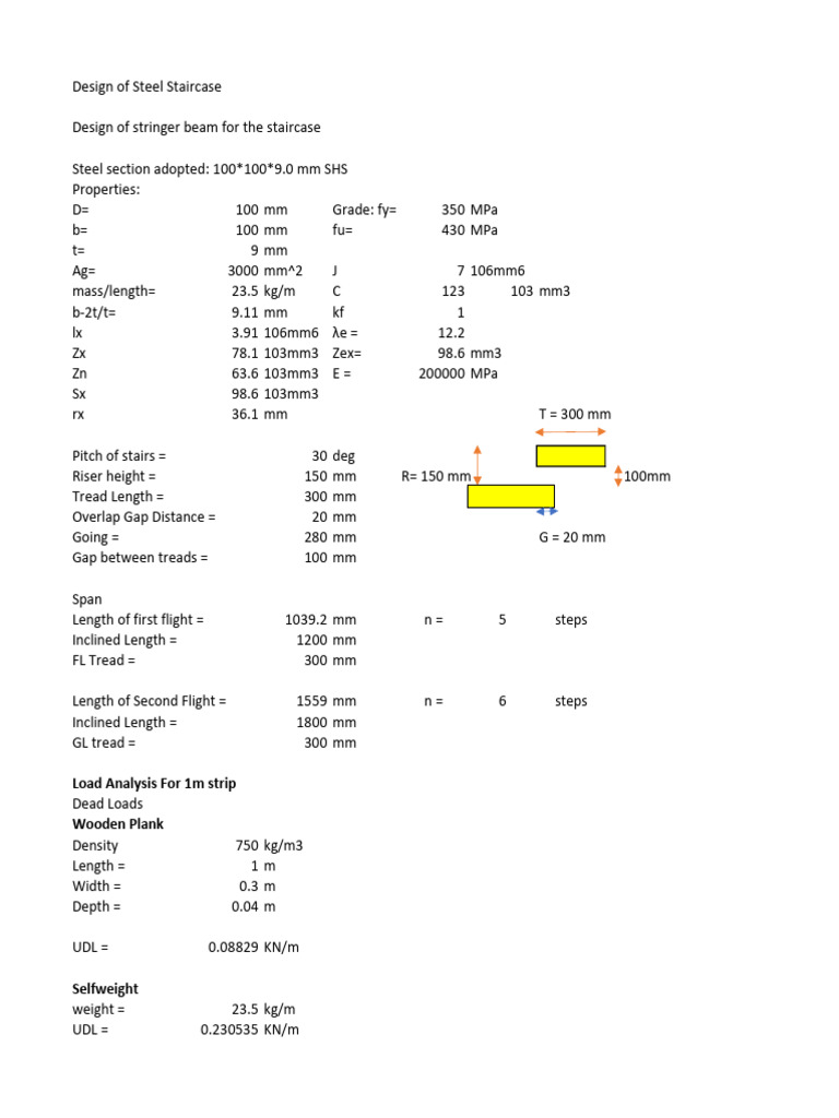 Double Stringer Staircase Loads, Moment and Shear | PDF