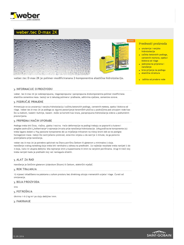 Tehnički List Weber - tec-d-max-2k-HR | PDF