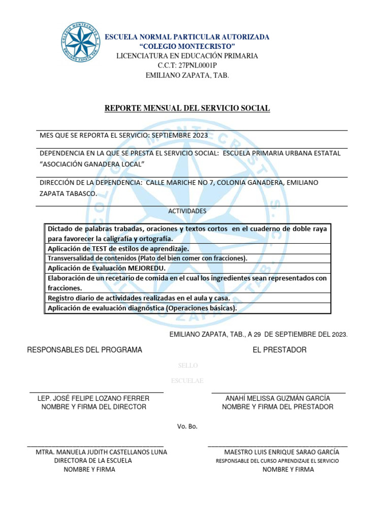 Reporte Mensual | PDF