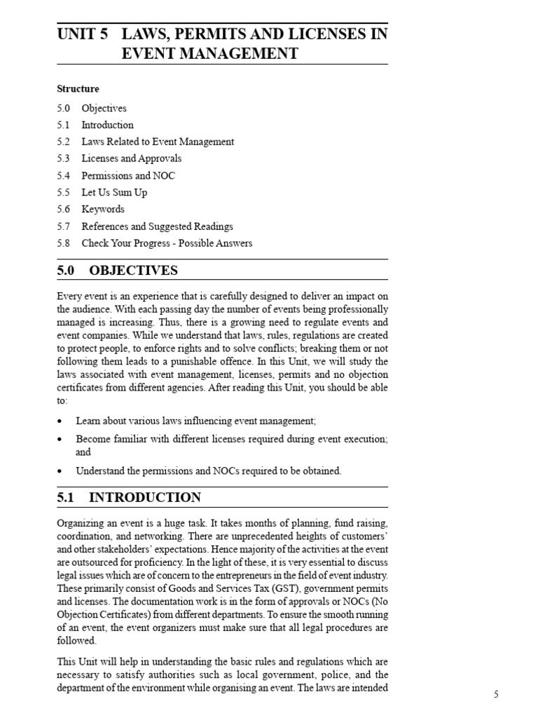 Laws, Permits and Licenses in Event Management | PDF | Lease | Value ...