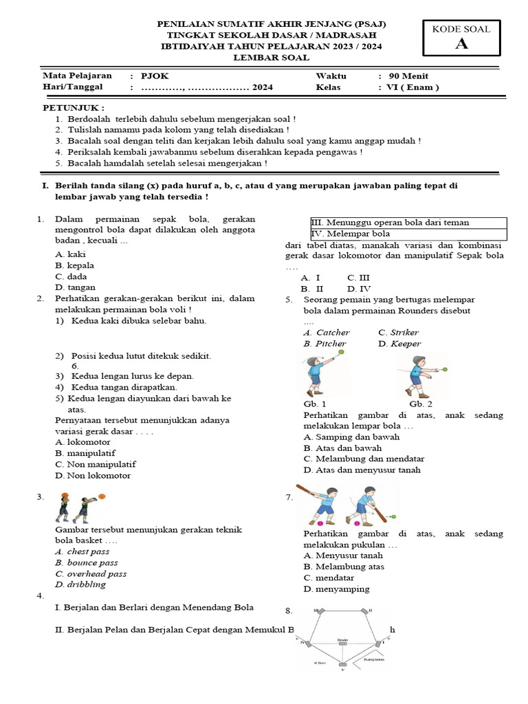 Soal Psaj Pjok 2024 | PDF