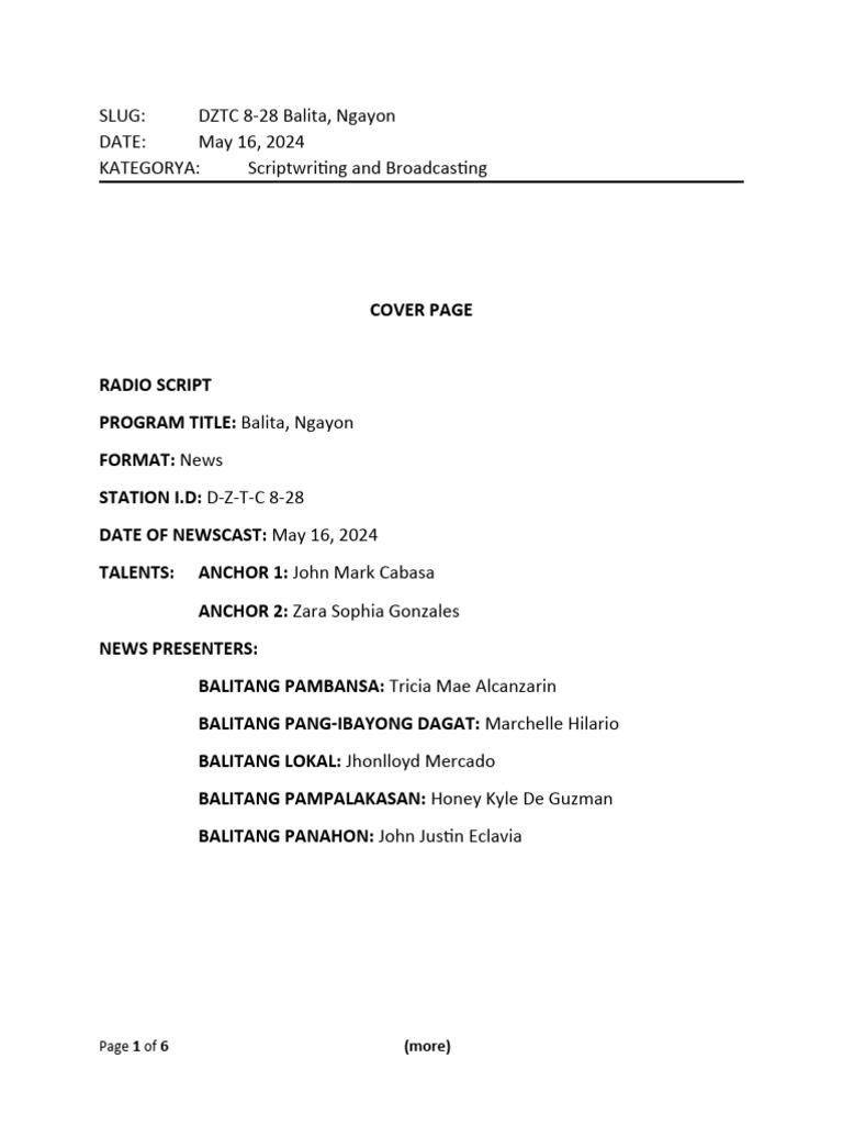 Radio-Broadcasting-Script | PDF