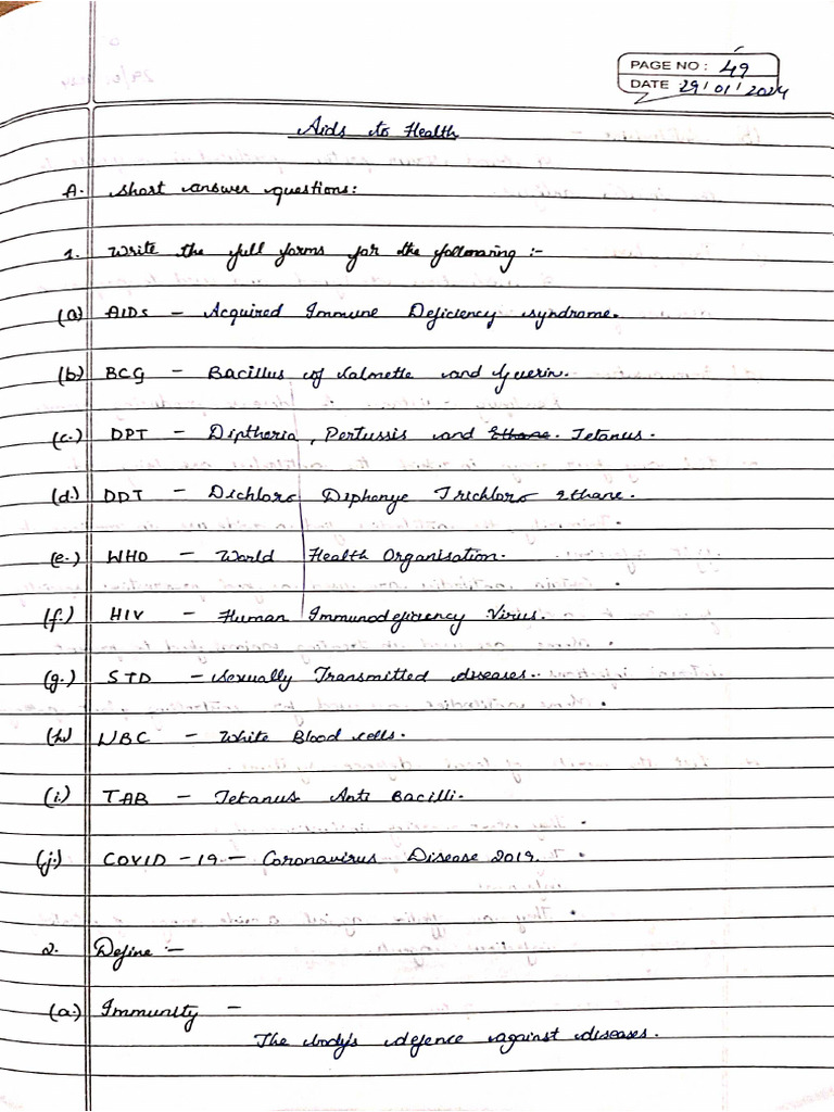 AIDS To Health 9 Notes | PDF