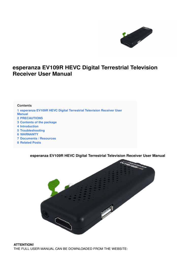 Esperanza EV109R - ENG | PDF | Hdmi | Waste