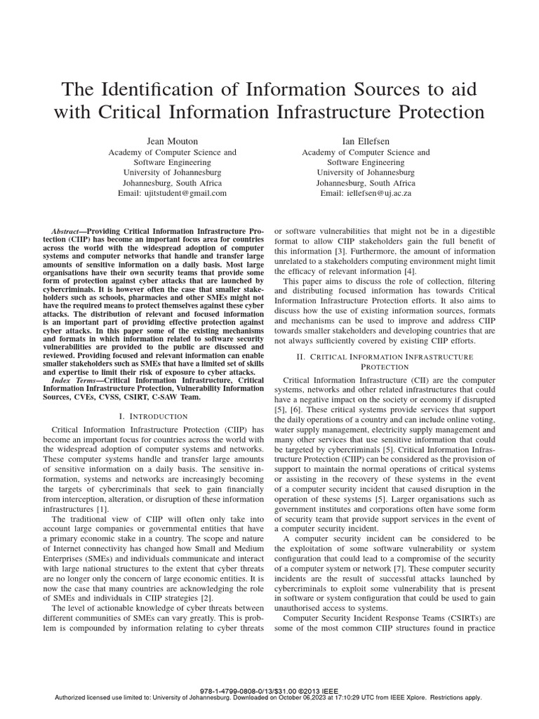 The Identification of Information Sources To Aid With Critical ...